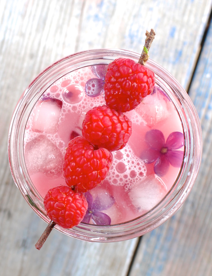 Chilled Raspberry Rose Tea Latte | Greenderella